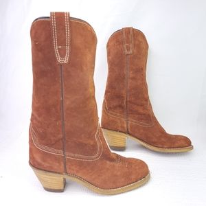 Wolverine | Shoes | Vintage Wolverine Suede Western Boots Cowgirl Pull ...